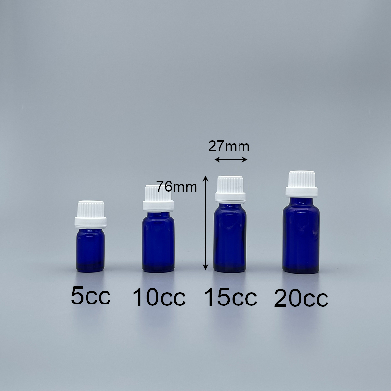 精油瓶 進口 藍 白大頭安全蓋 15cc