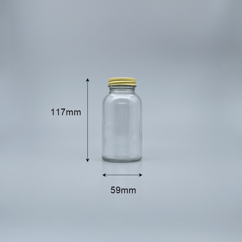 透明玻璃瓶 13K 黃鐵蓋 190ml